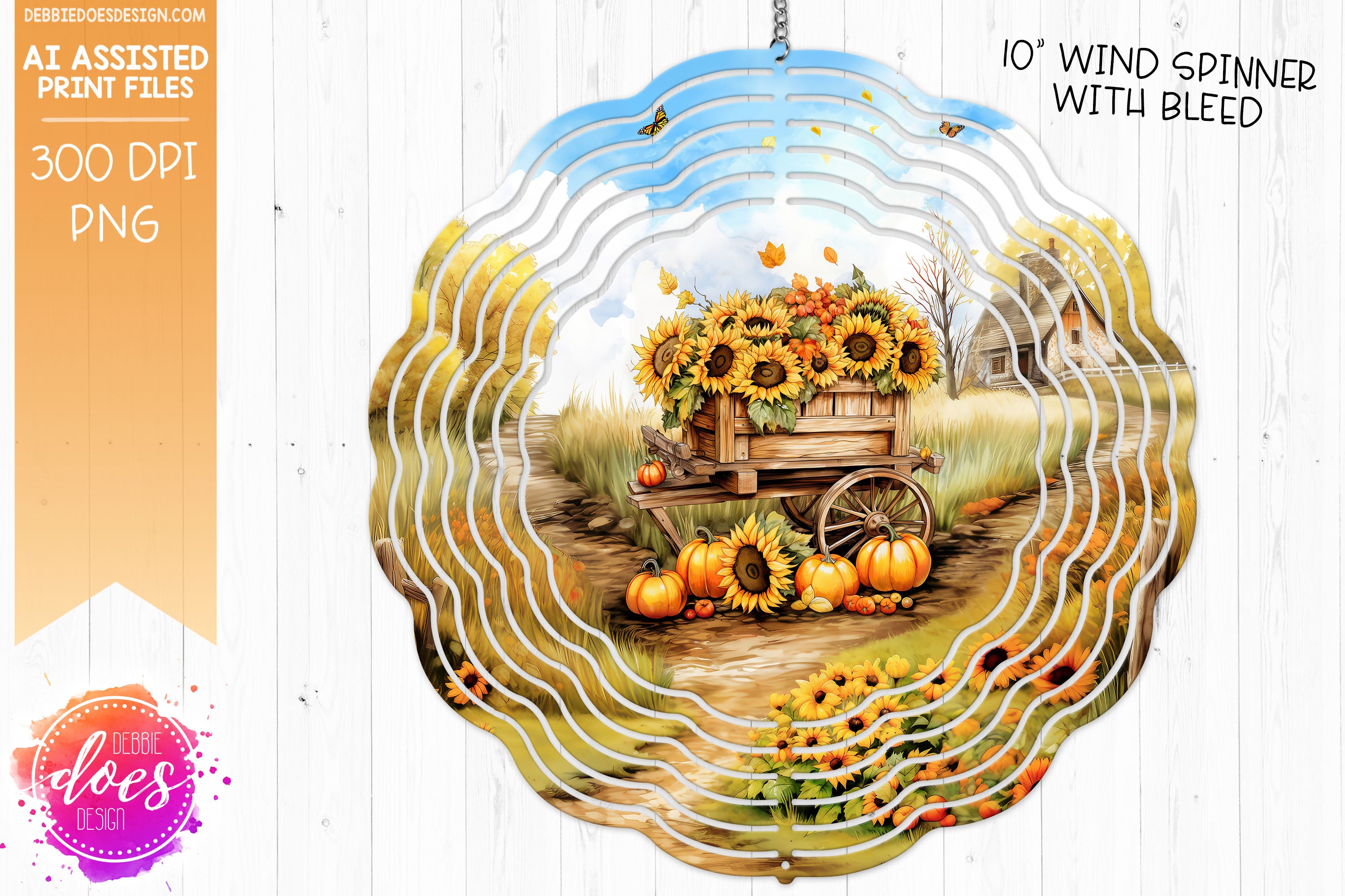 Fall Wagon of Sunflowers - Wind Spinner - AI Assisted Printable/Sublim ...