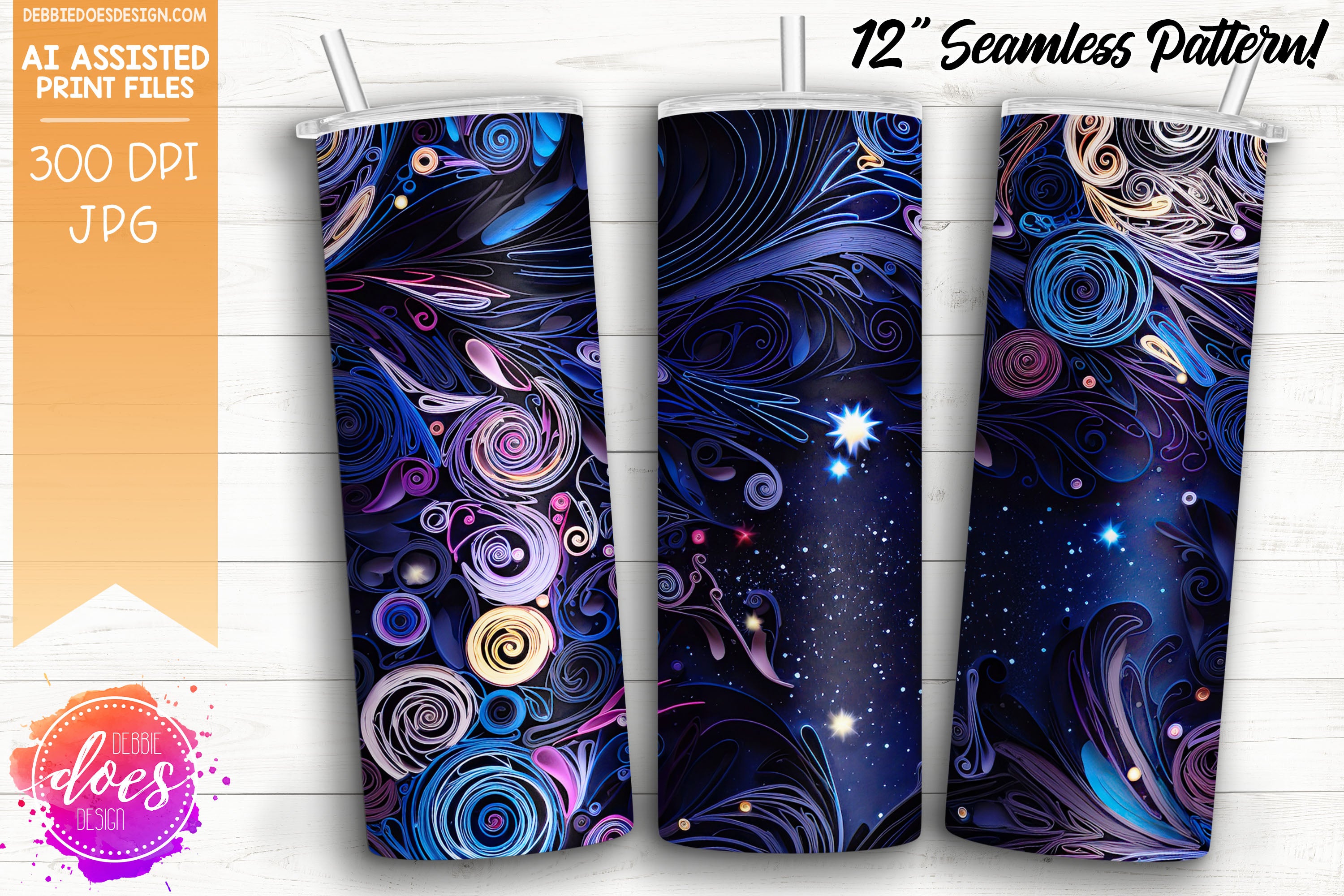 Paper Quilling - Night Sky 1 - Seamless Pattern - Design Elements ...
