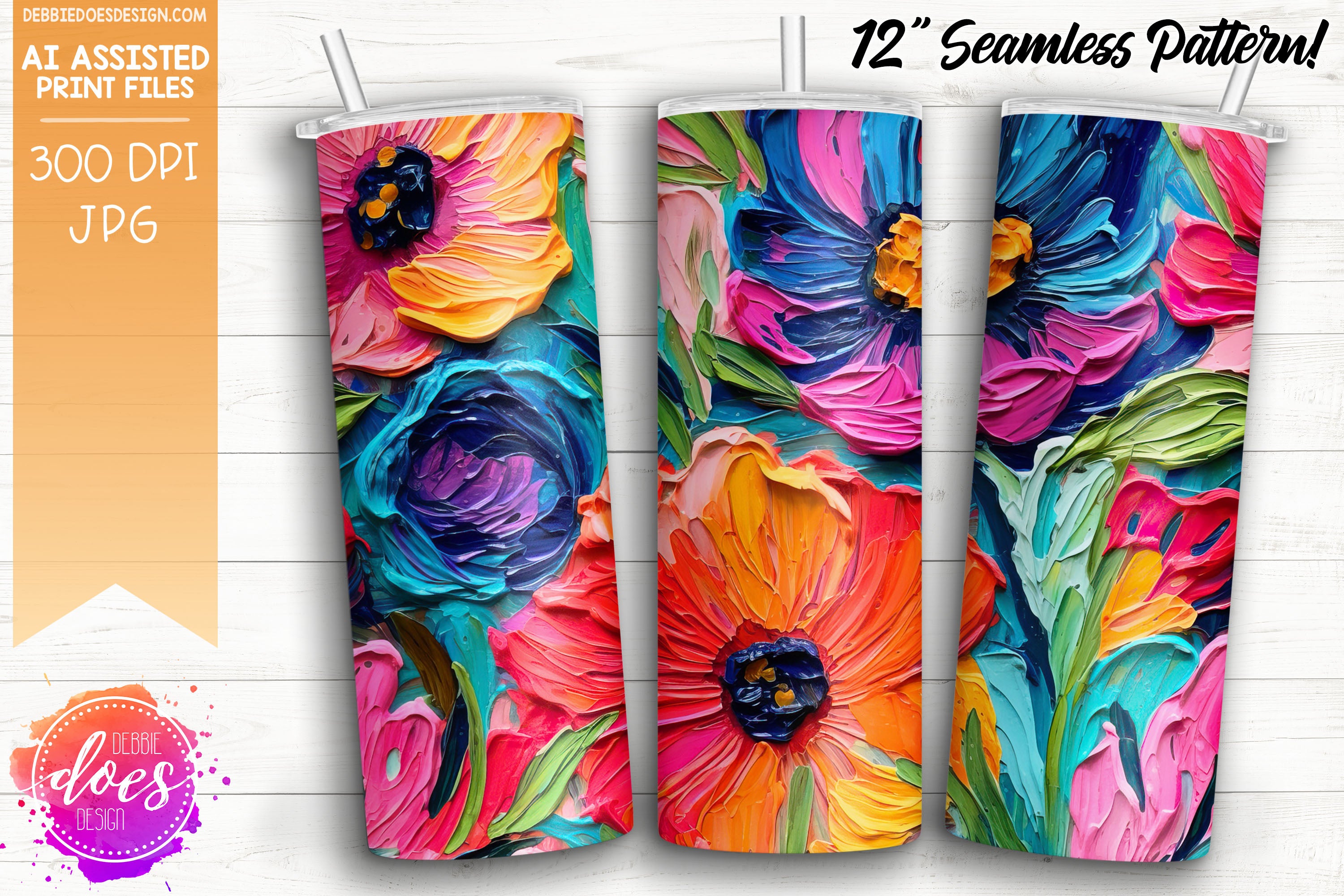 Thick Acrylic Painting - Bold Flowers 1 - Seamless Pattern - Design El ...