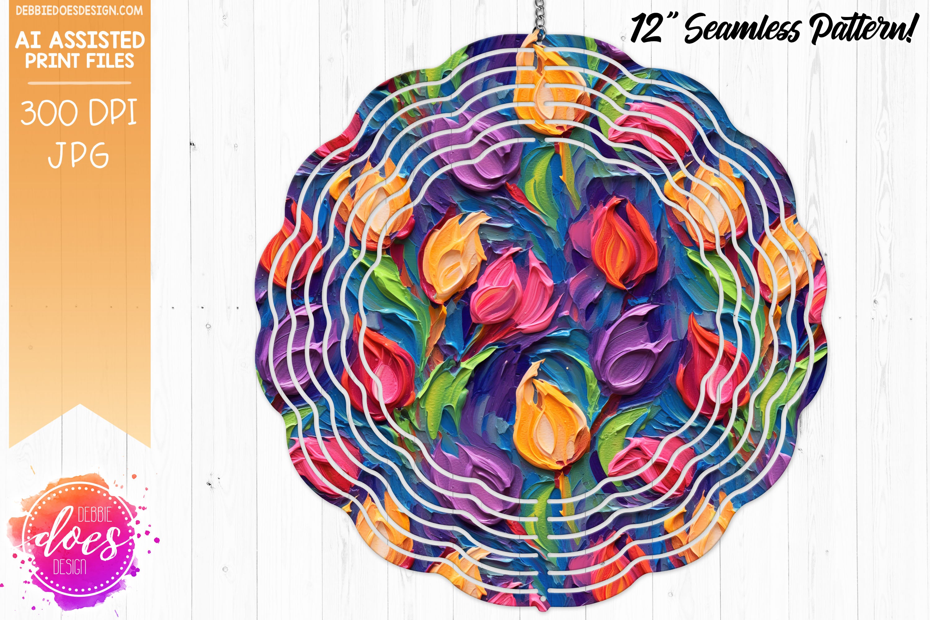 Thick Acrylic Painting - Purple Pink Orange Tulips 1 - Seamless Patter ...