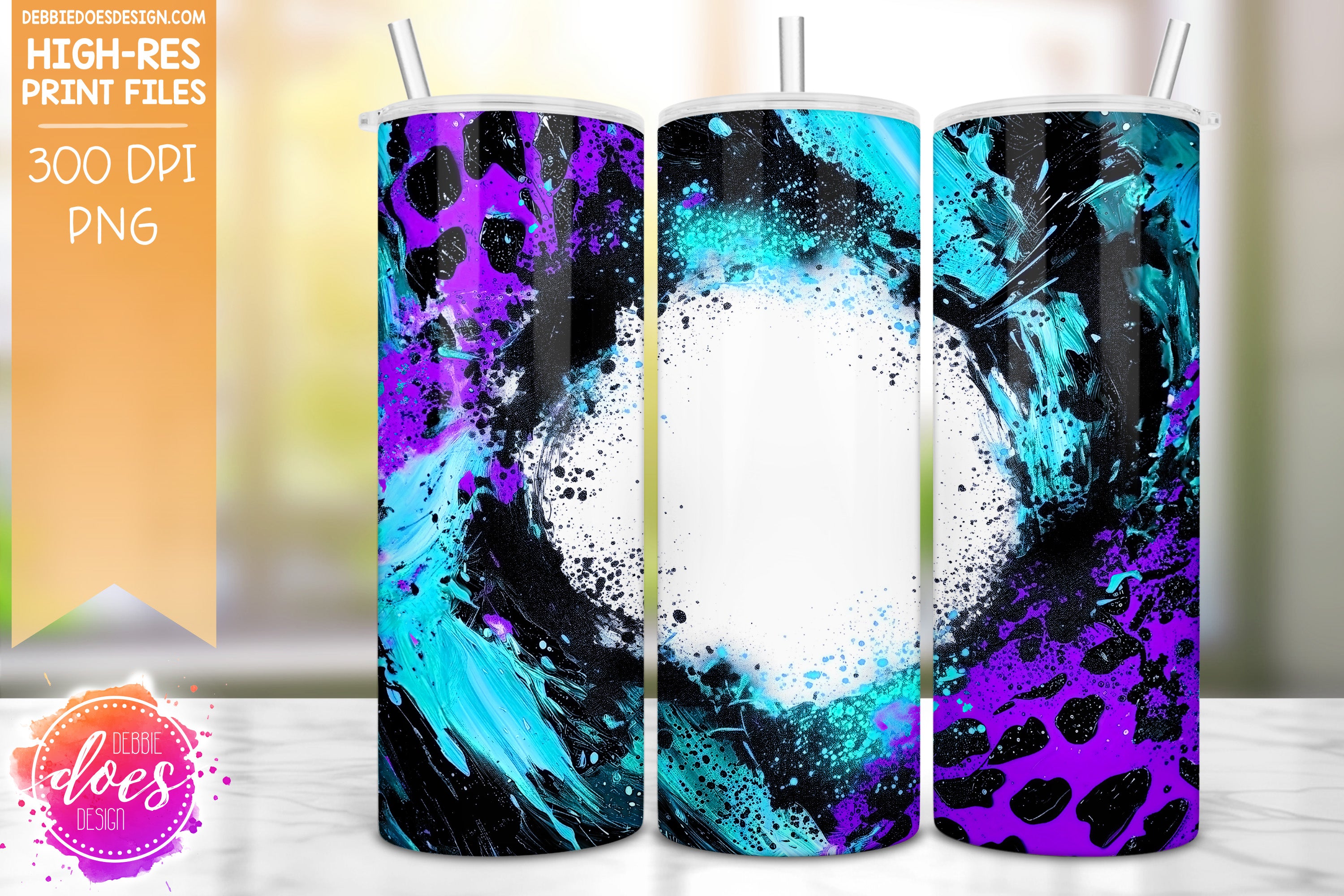 Neon Punk Abstract Leopard with White Seamless Tumbler 2 - Sublimation ...