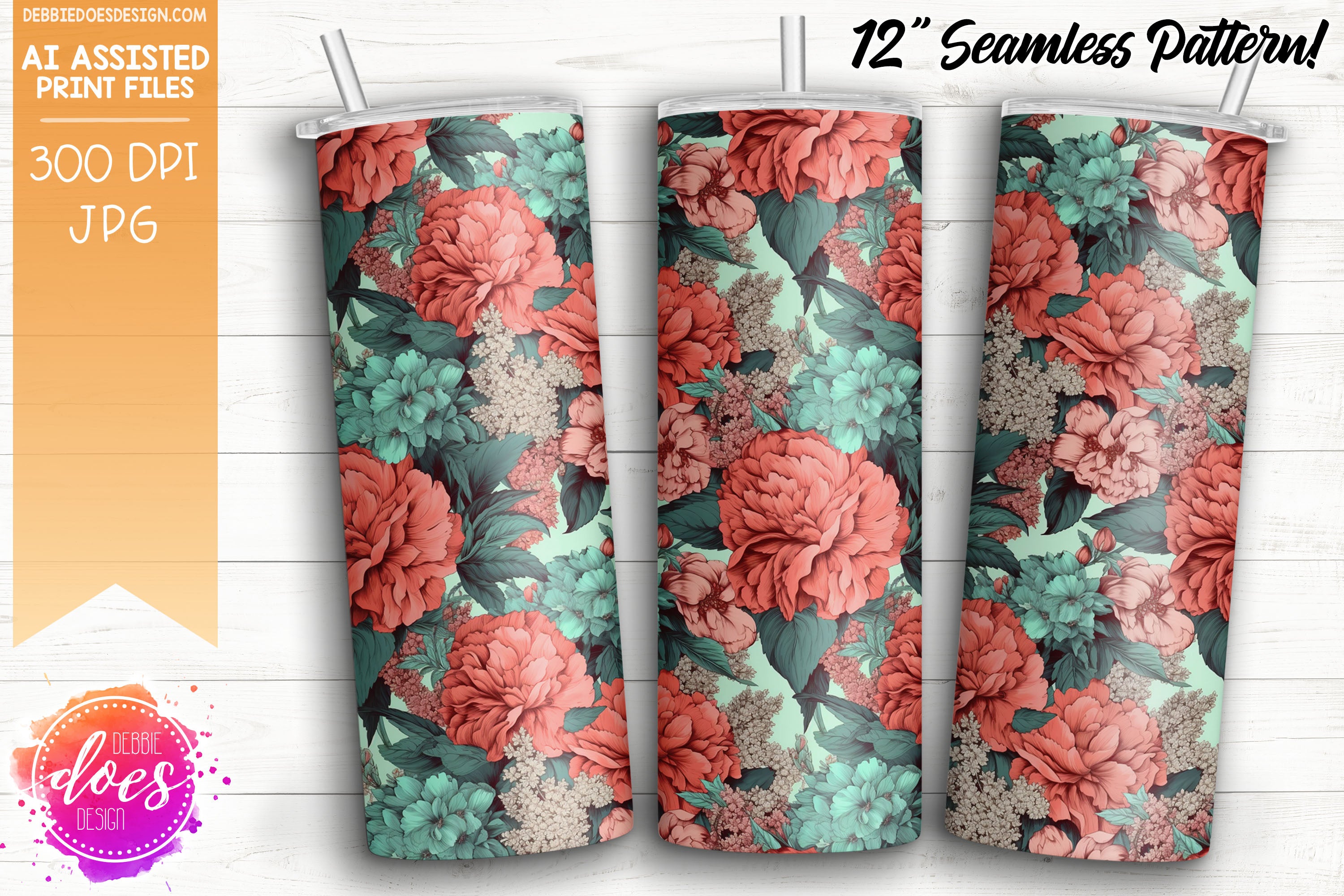 Mint And Coral Pattern