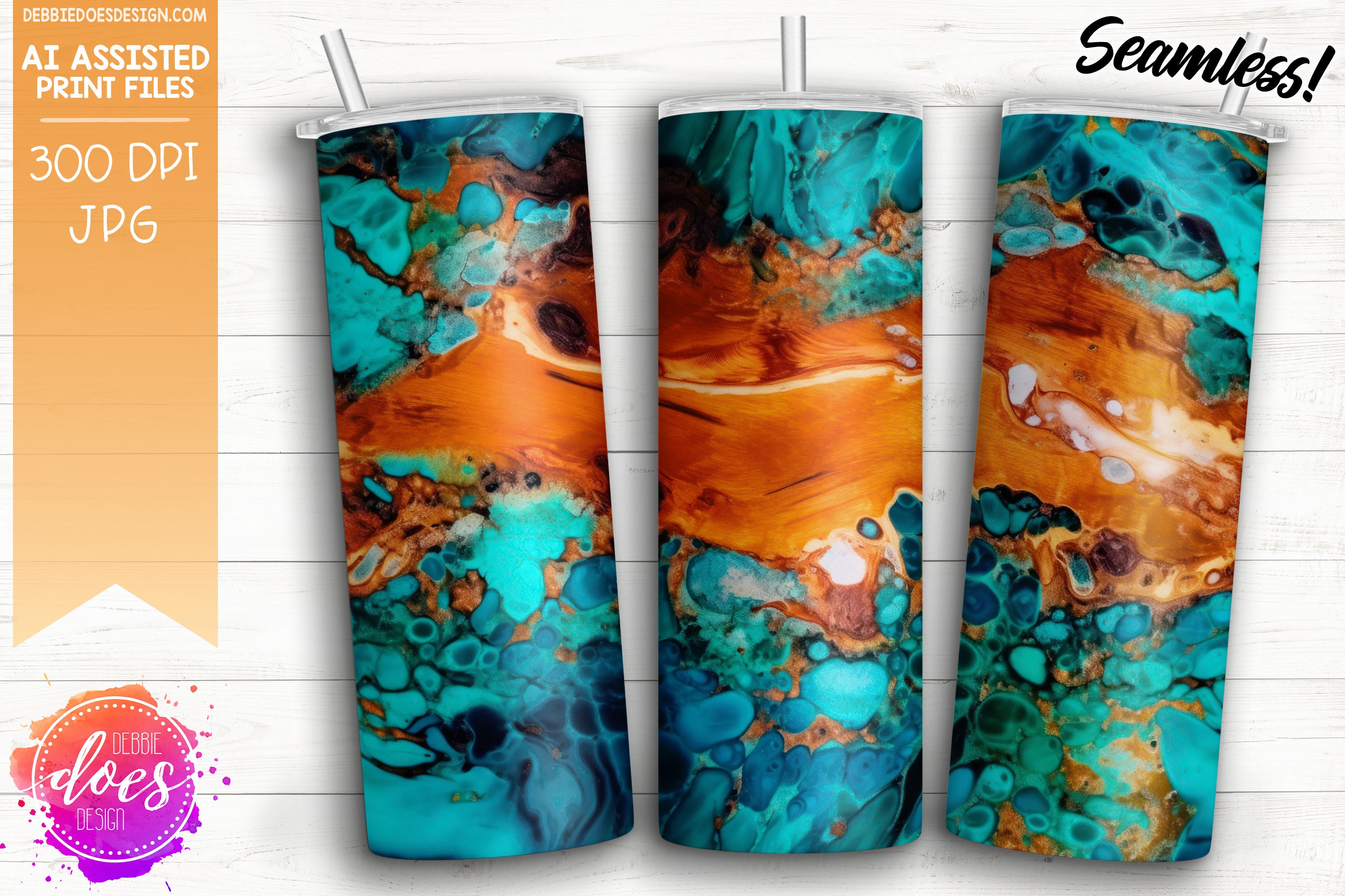 Wood Resin River Seamless 3 - Tumbler - Printable/Sublimation Design ...
