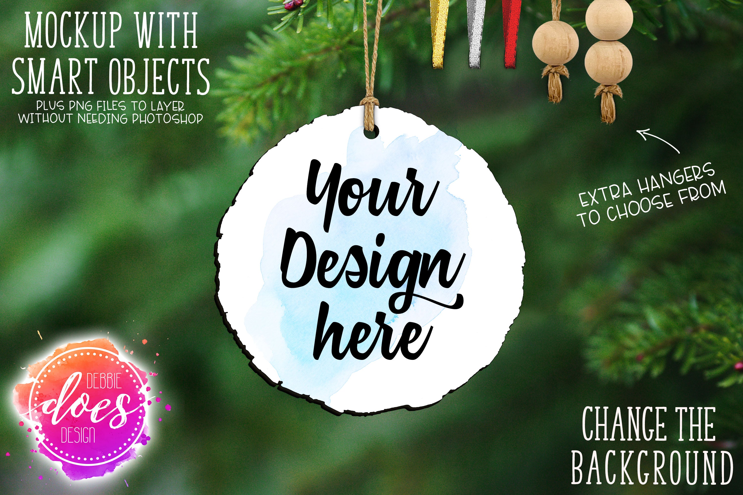 Wood Slice - MDF Ornament Mockup with Smart Object– Debbie Does Design